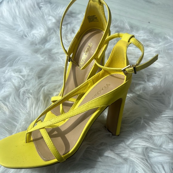 Shoe Dazzle | Shoes | Strappy Yellow Heels | Poshmark